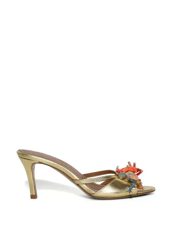 ALAMEDA TURQUESA Bahamas Beaded Mules - Gold