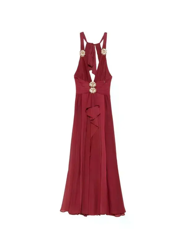 BABYLONE PARIS Flower-embellished Ruffled Maxi Dress