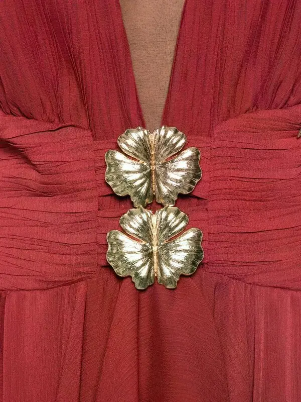 BABYLONE PARIS Flower-embellished Ruffled Maxi Dress