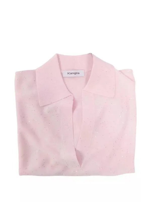 KANGRA Sequin Polo Shirt - Pink