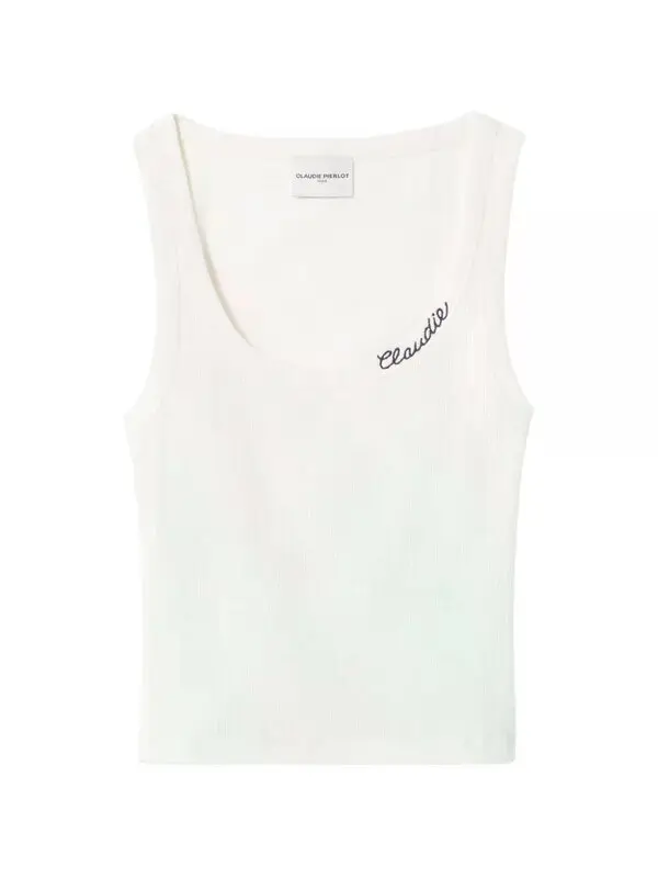 Claudie Pierlot Embroidered Ribbed-construction Tank Top - White