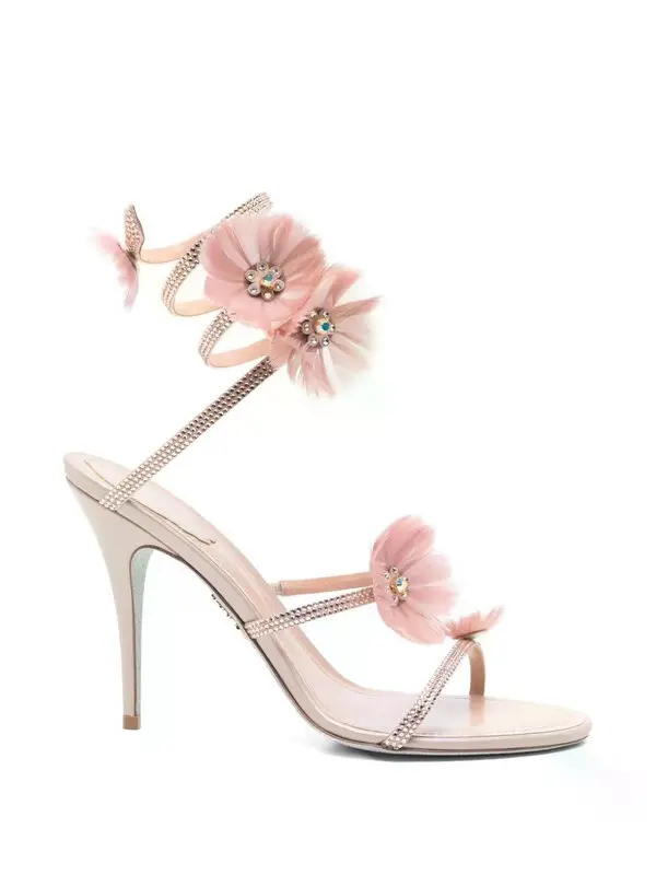 Rene Caovilla Jolene Embellished Heeled Sandals - Neutrals