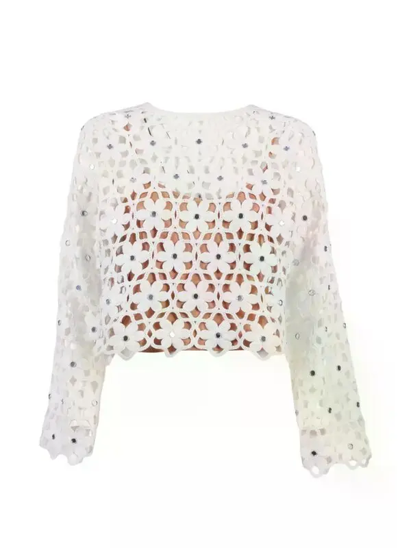 Michael Kors Crochet Flower Top - White