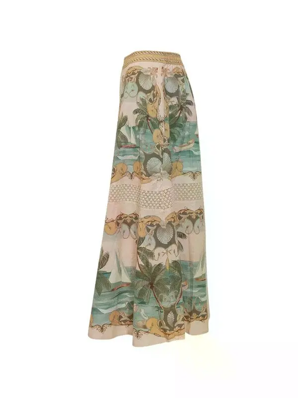 Farm Rio Royal Sea-print Midi Skirt - Neutrals