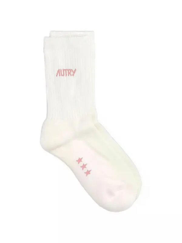 AUTRY Ribbed Logo Socks - Neutrals