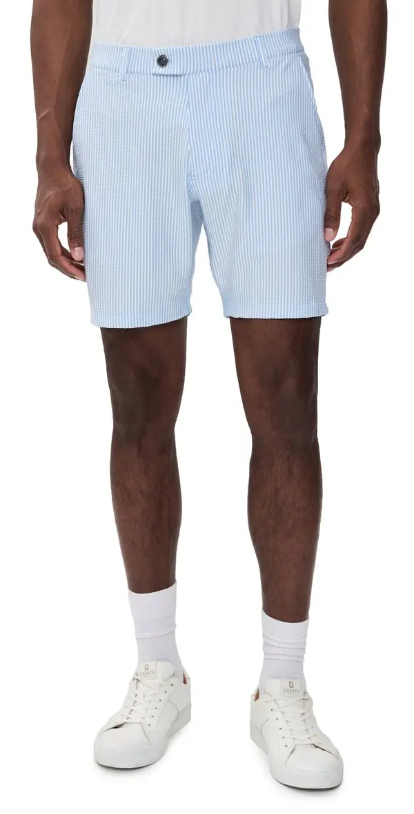 REDVANLY Seersucker Pull-on Shorts - Mist
