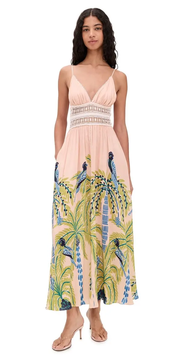 Poupette St Barth Havana Long Dress - Green Palmrott