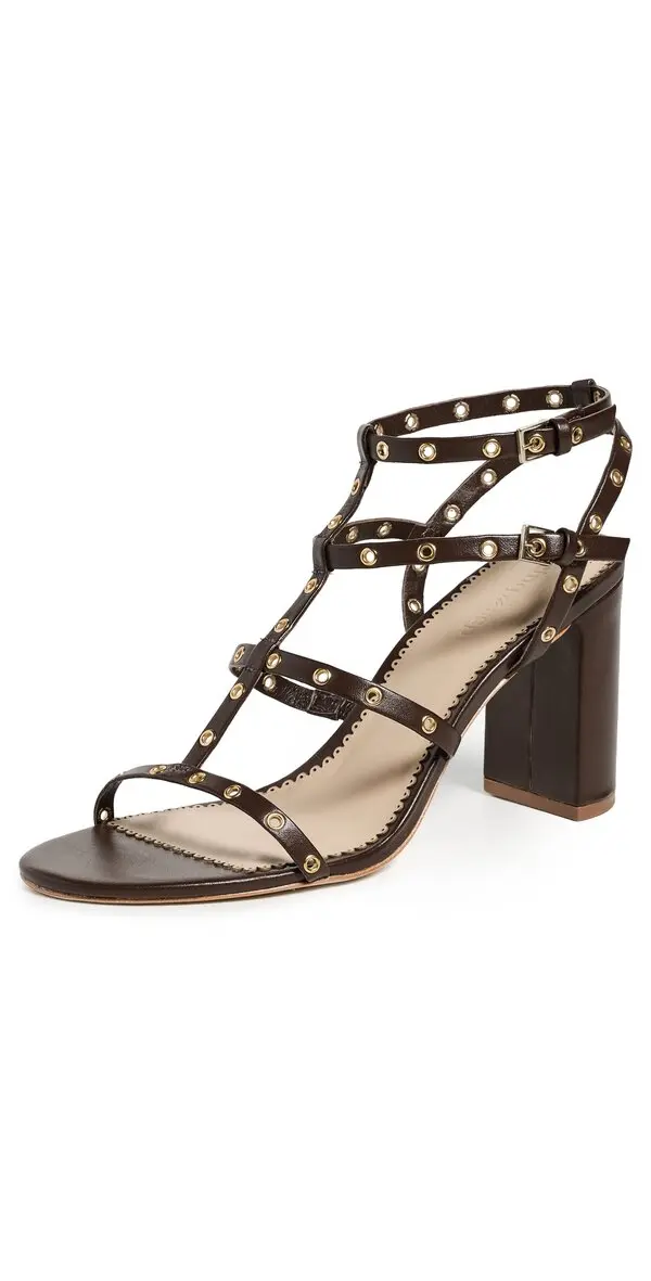 Cinq À Sept Maisie Strappy Grommet Sandals - Chocolate