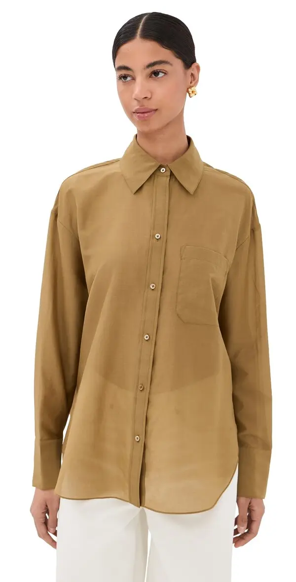 TWP Big Joe Button Down Shirt - British Khaki