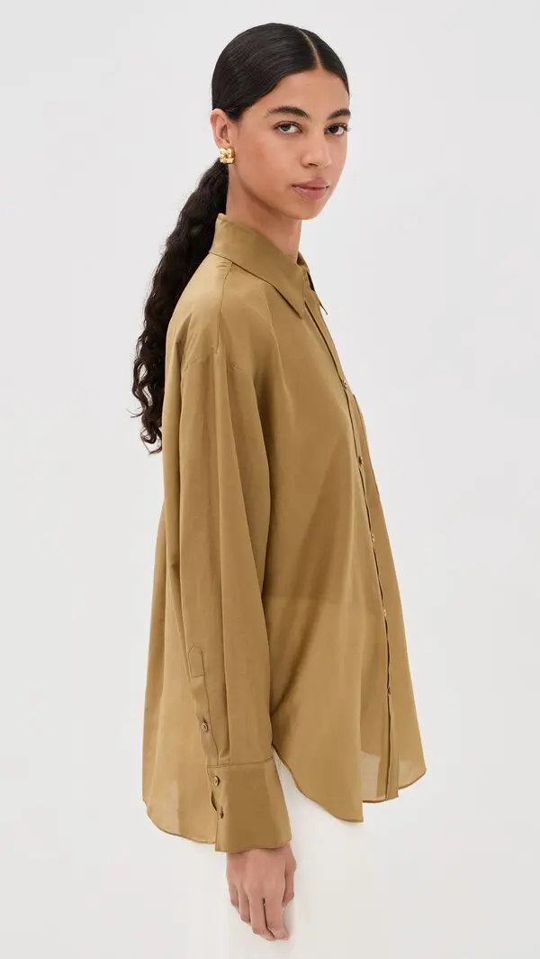 TWP Big Joe Button Down Shirt - British Khaki