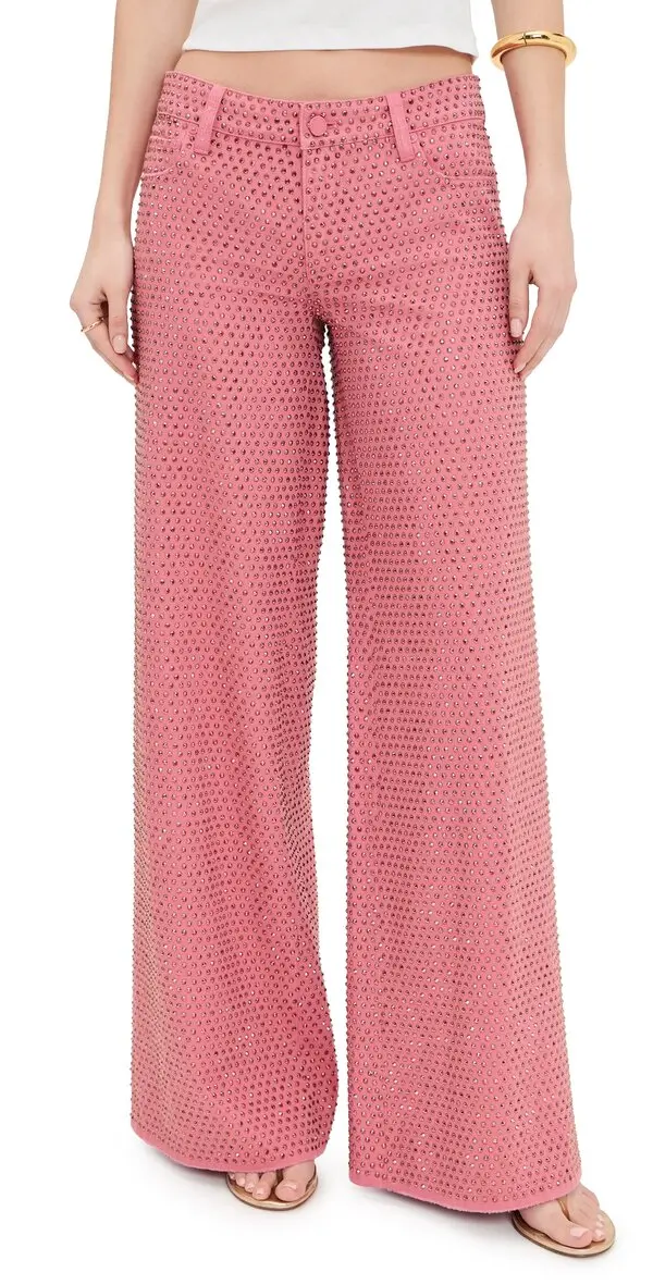 Alice + Olivia Embellished Baggy Jeans - Deep Rose/rose Gold