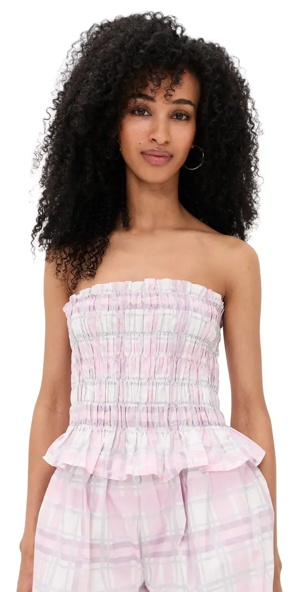 MADISON THE LABEL Eloise Strapless Top - Check Print
