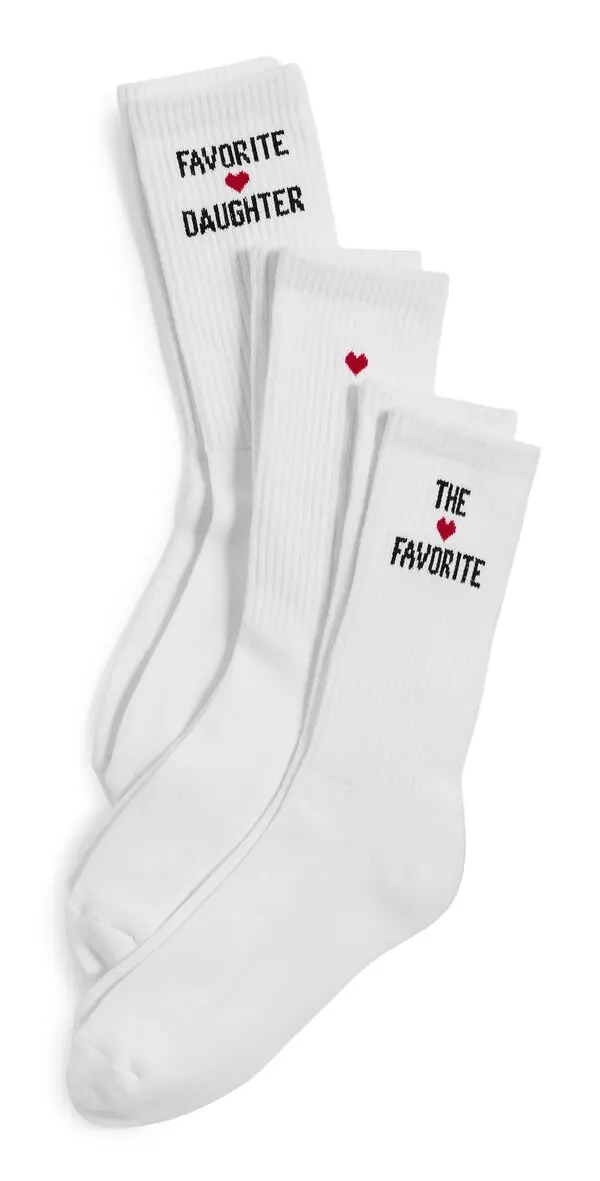 FAVORITE DAUGHTER Heart Socks Box Set - White