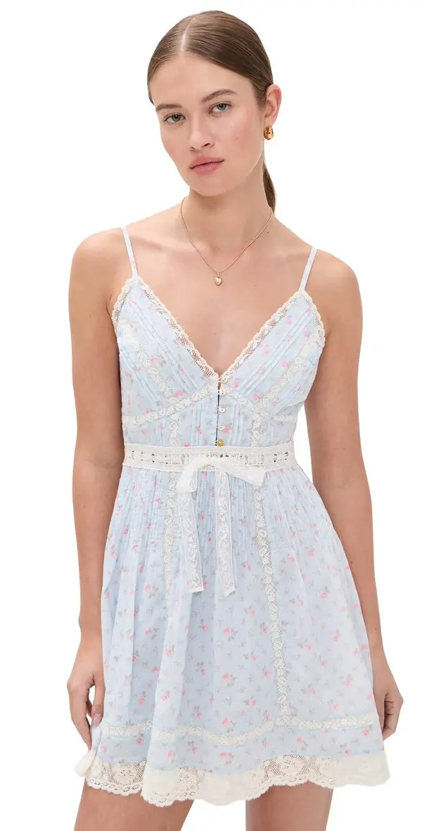 LoveShackFancy Zirelle Mini Dress - Chapparal Blue