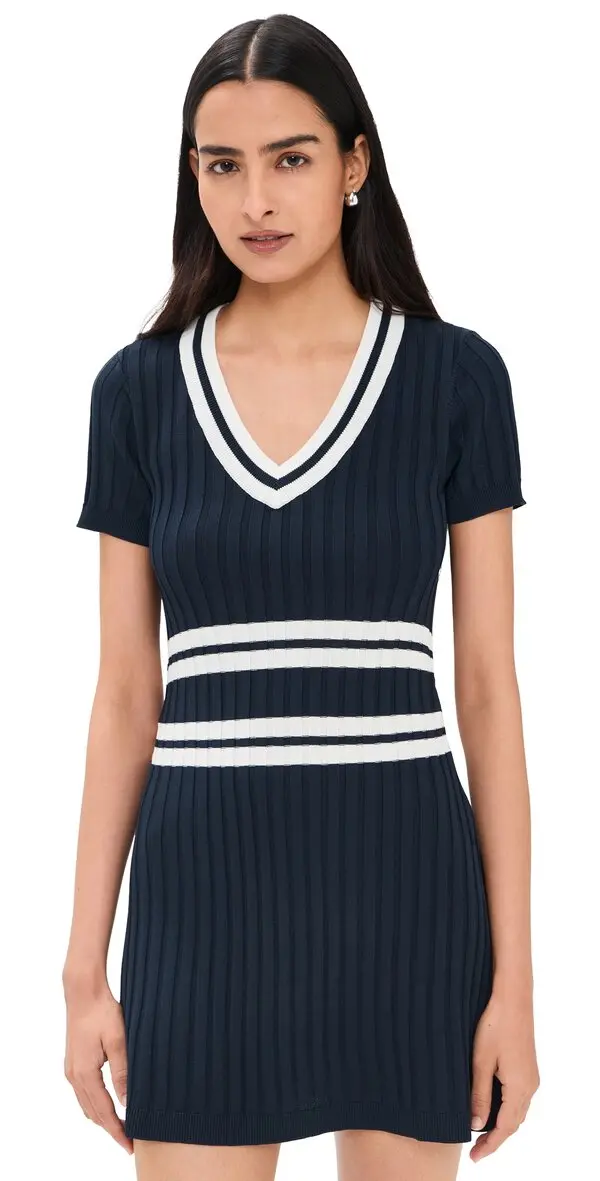 ROWING BLAZERS Knit Pleated Mini Dress - Navy