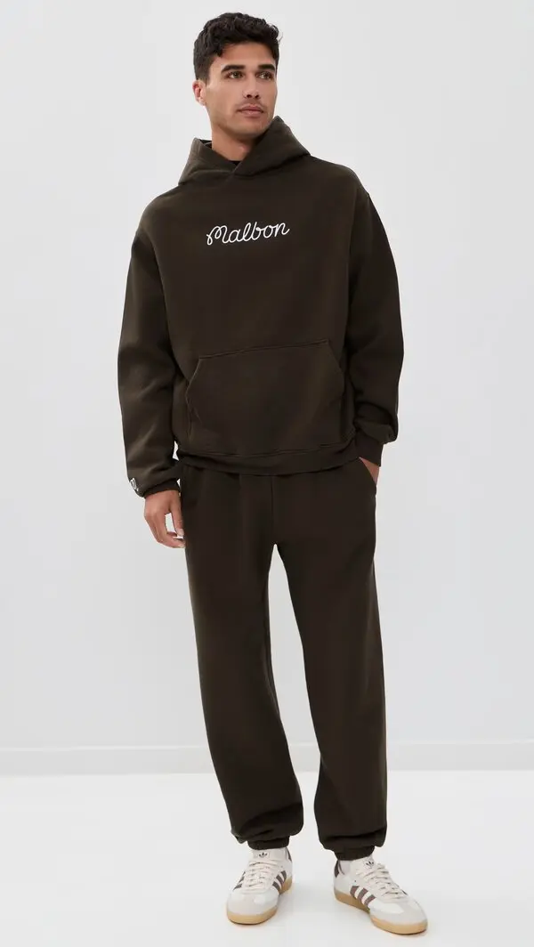 MALBON Fleece Hoodie - Brown