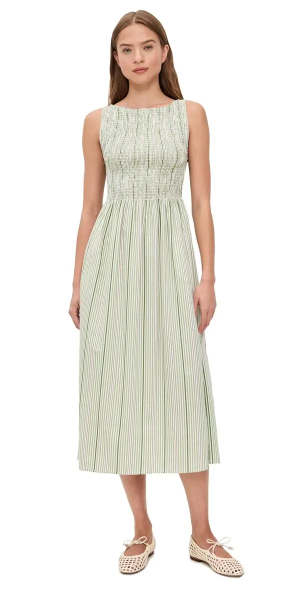 Hill House Home The Cosima Nap Dress - Green Jacquard Stripe