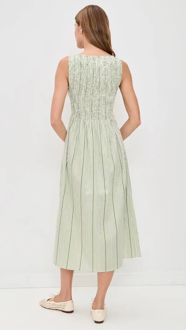 Hill House Home The Cosima Nap Dress - Green Jacquard Stripe