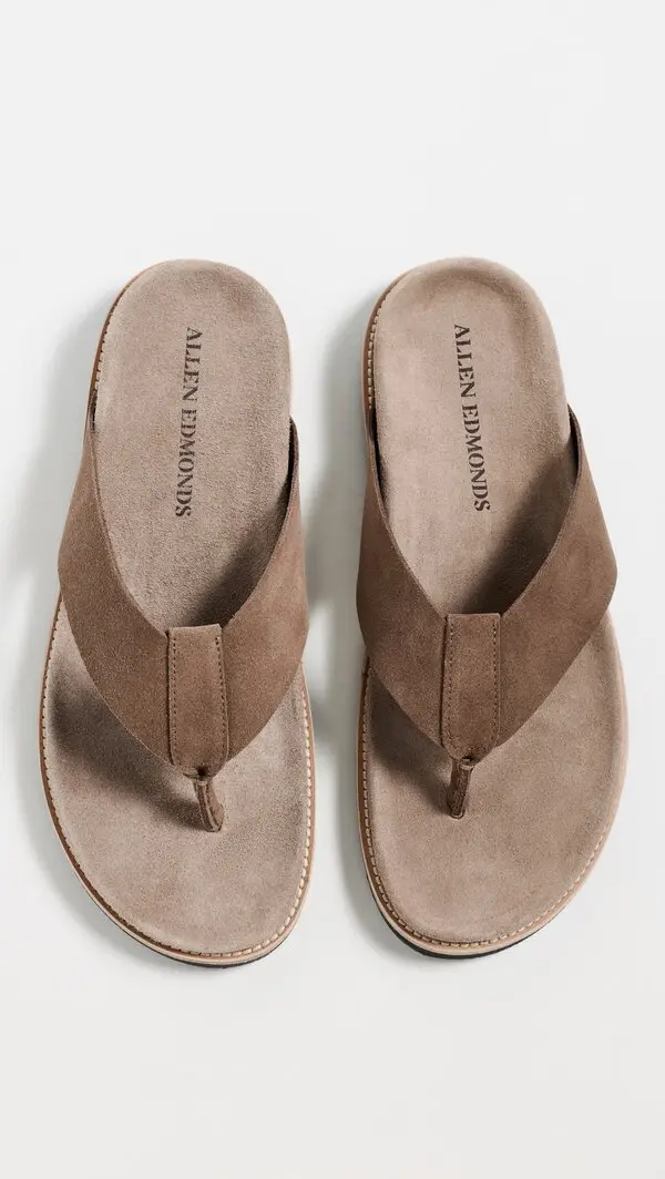 Allen Edmonds Sawgrass Suede Thong Sandals - Tobacco