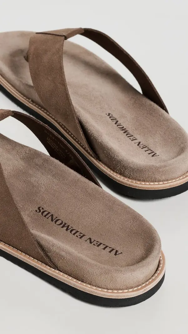 Allen Edmonds Sawgrass Suede Thong Sandals - Tobacco