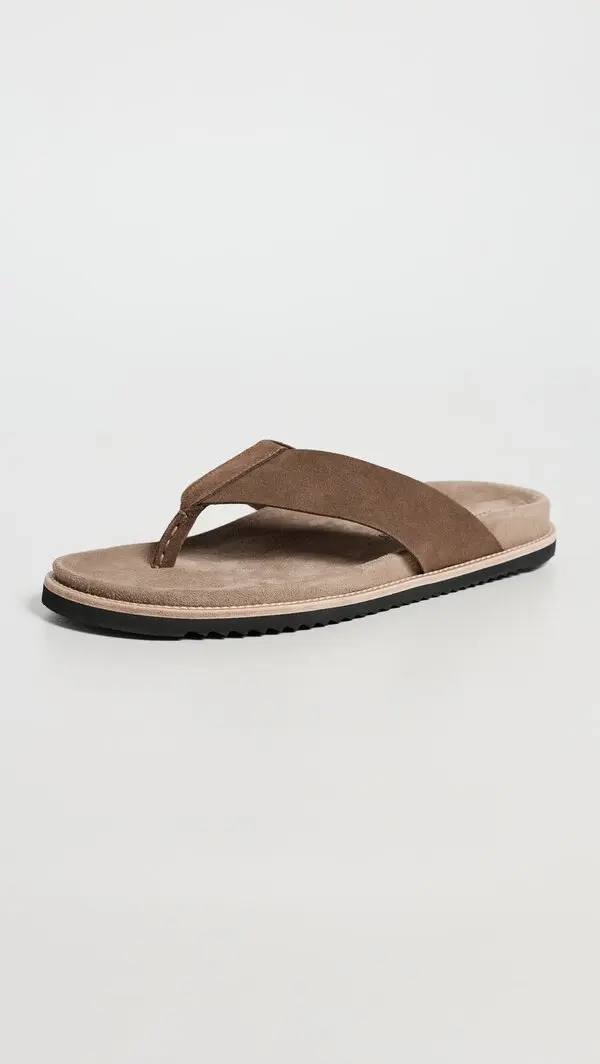 Allen Edmonds Sawgrass Suede Thong Sandals - Tobacco