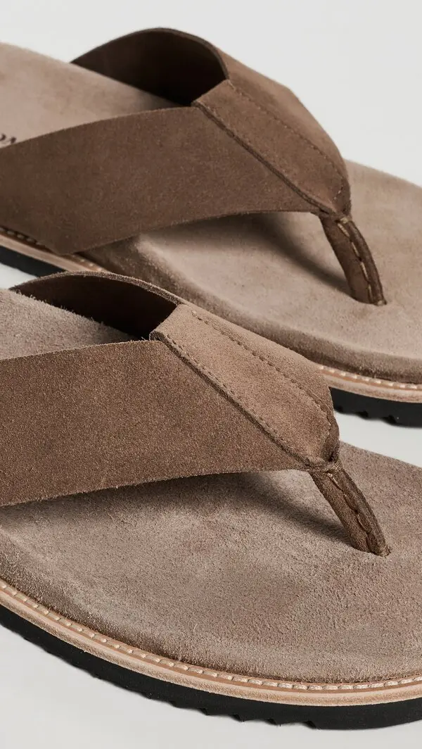 Allen Edmonds Sawgrass Suede Thong Sandals - Tobacco