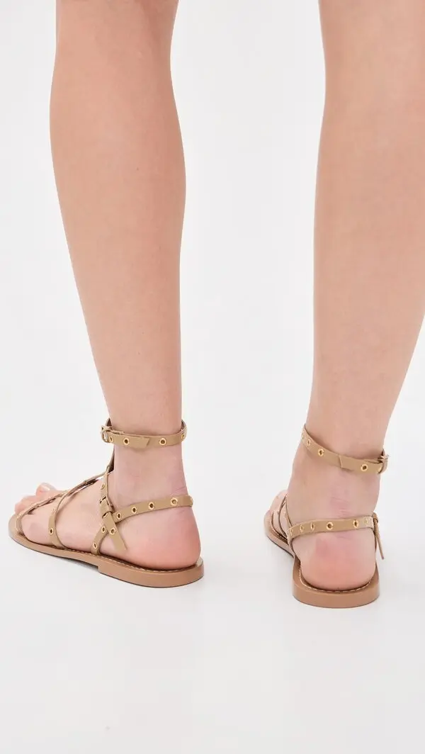 Cinq À Sept Ariella Strappy Grommet Sandals - Brown Sugar
