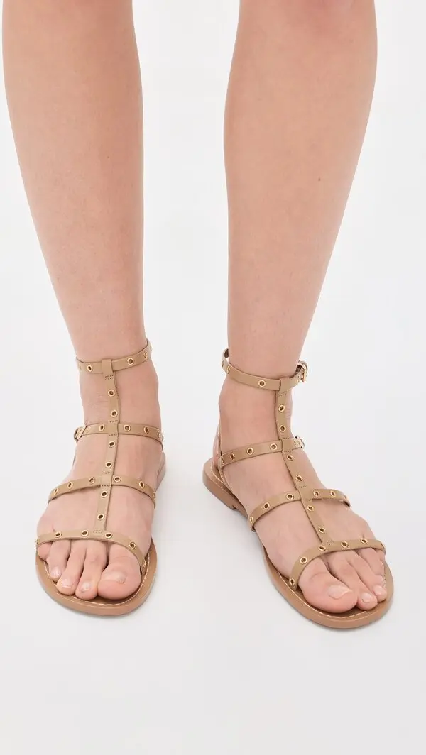 Cinq À Sept Ariella Strappy Grommet Sandals - Brown Sugar