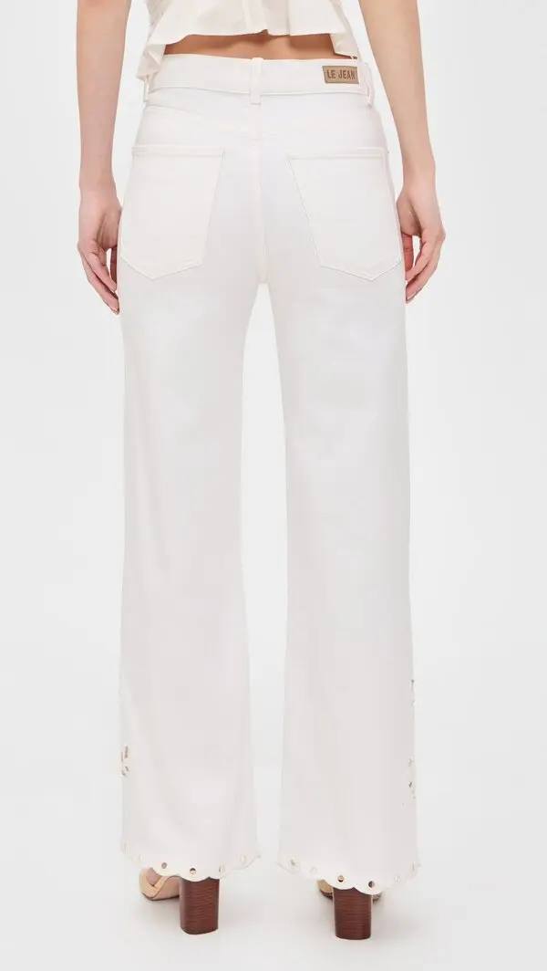 LE JEAN Eyelet Column Jeans - White