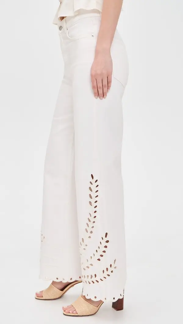 LE JEAN Eyelet Column Jeans - White