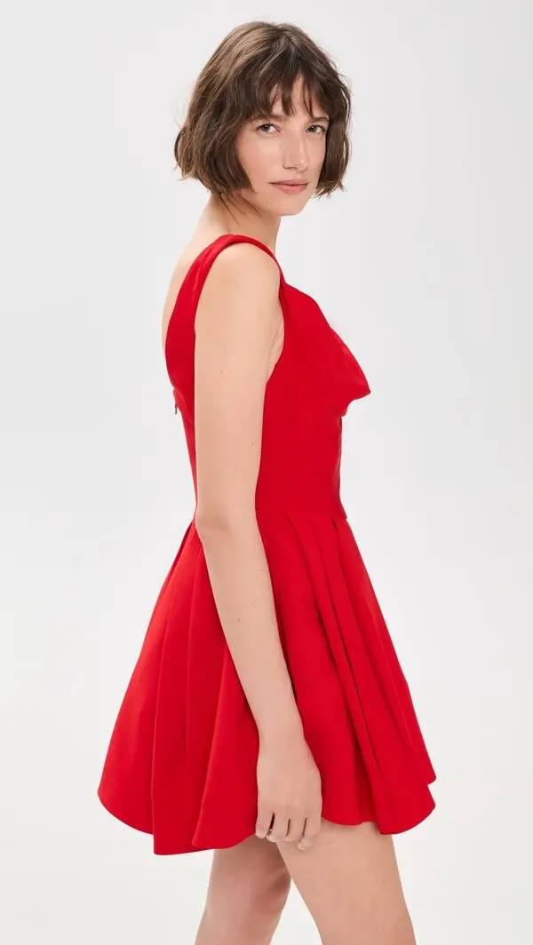 Alice + Olivia Estrella Draped Flare Mini Dress - Chili Pepper