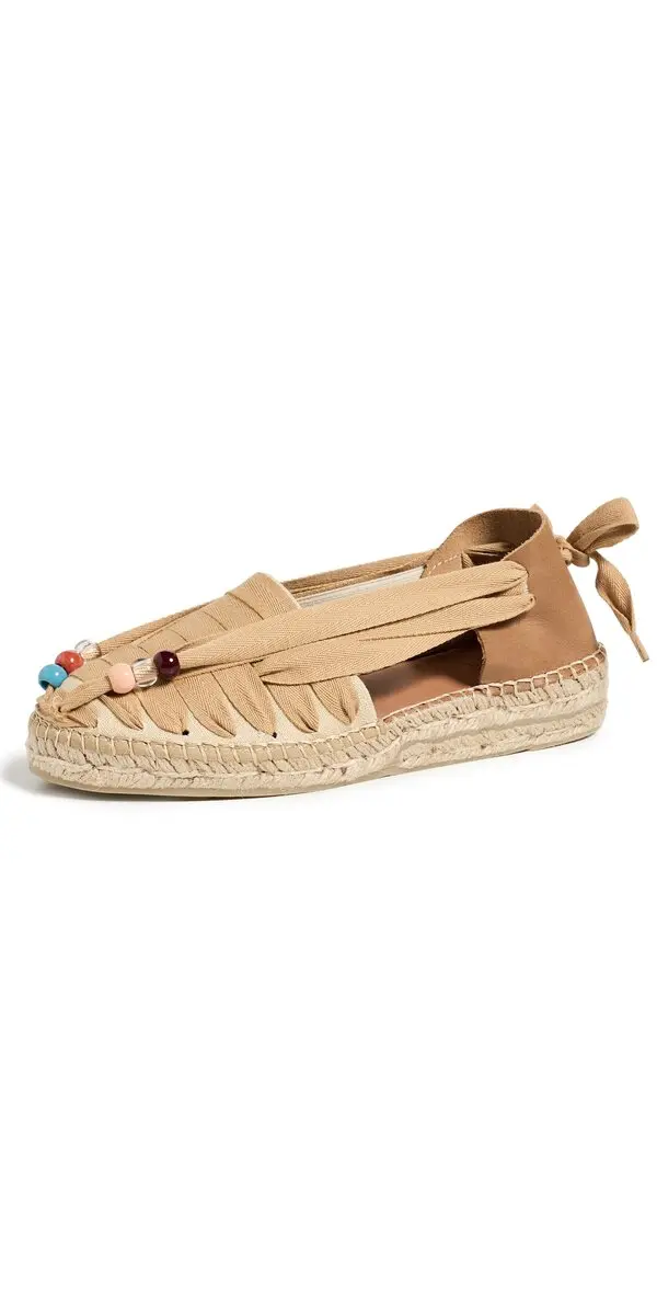 NAGUISA Soc Beaded Espadrilles - Sand Beads