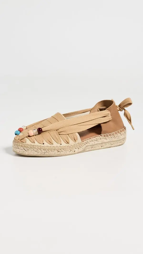 NAGUISA Soc Beaded Espadrilles - Sand Beads