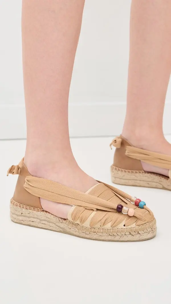 NAGUISA Soc Beaded Espadrilles - Sand Beads