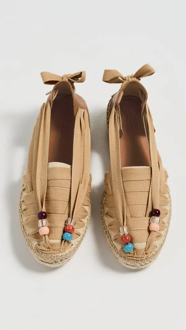 NAGUISA Soc Beaded Espadrilles - Sand Beads