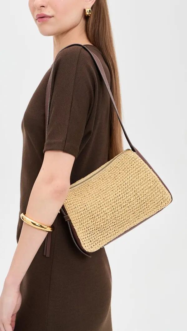 Tory Burch Romy Woven Small Shoulder Bag - Natural