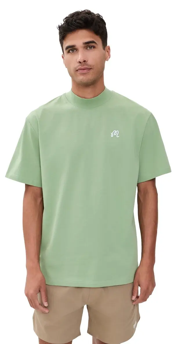 MALBON Golf X Birds Of Georgia Mare Mockneck Tee - Seafoam Sage