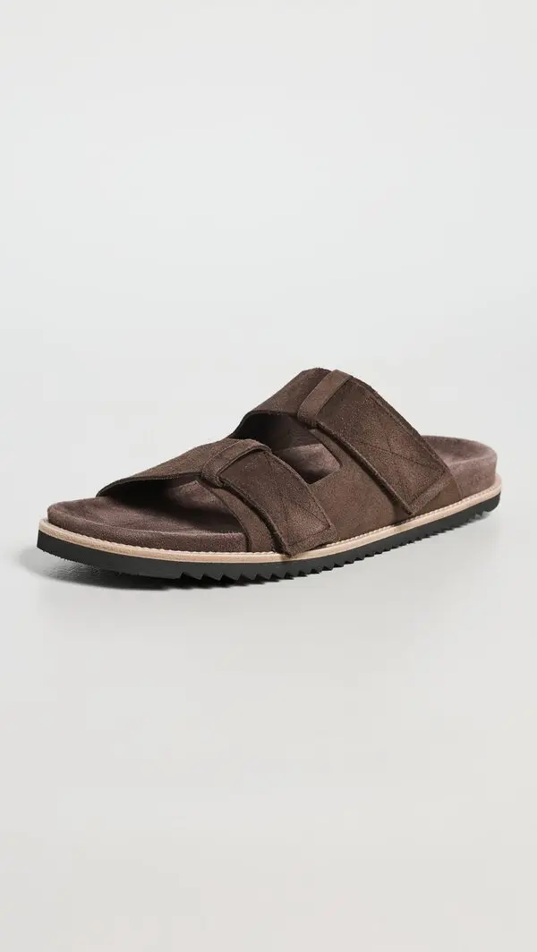 Allen Edmonds Seagrove Suede Two Strap Sandals - Bitter Chocolate