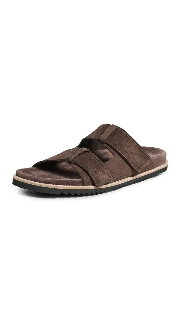 Allen Edmonds Seagrove Suede Two Strap Sandals - Bitter Chocolate
