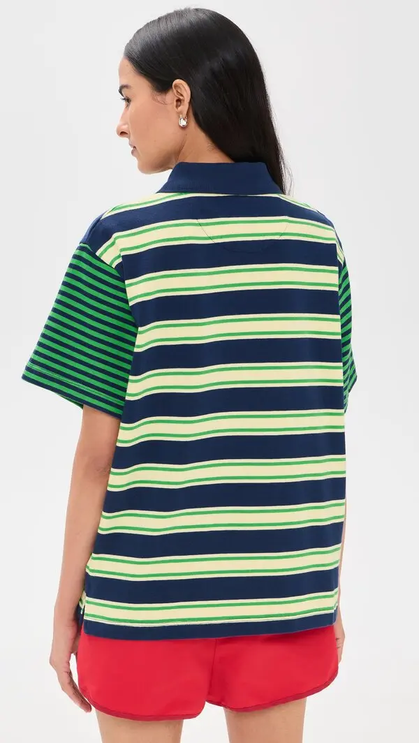 DAMSON MADDER Rugby Mix Stripe Polo Shirt