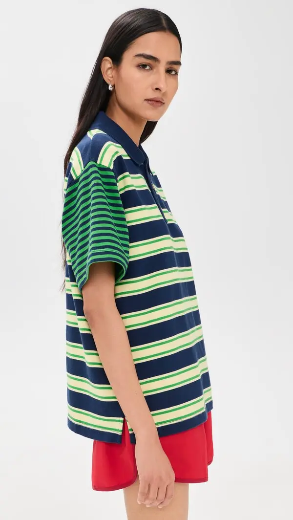 DAMSON MADDER Rugby Mix Stripe Polo Shirt