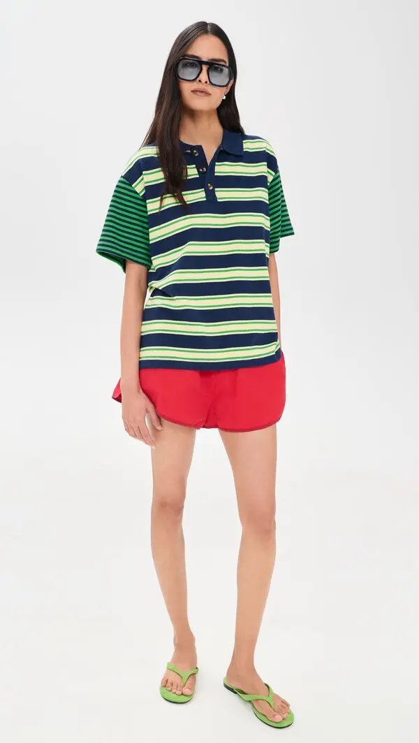 DAMSON MADDER Rugby Mix Stripe Polo Shirt