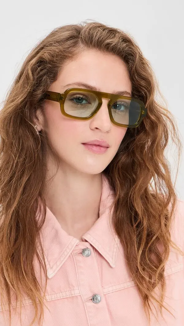 ELISA JOHNSON Jane Mini Sunglasses - Olive Green