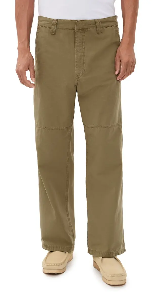 JEANERICA Genua Plie Straight Loose Leg Chino Trousers - Green