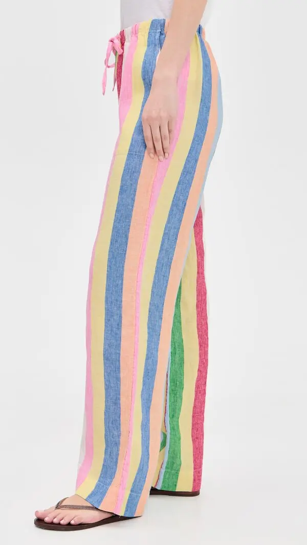 Faherty Brand Striped Linen Wide Leg Pants
