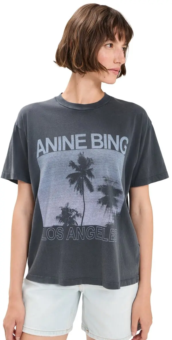 ANINE BING Cade Palms Tee - Washed Grey