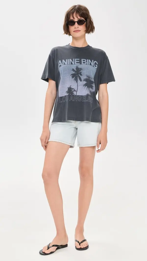 ANINE BING Cade Palms Tee - Washed Grey