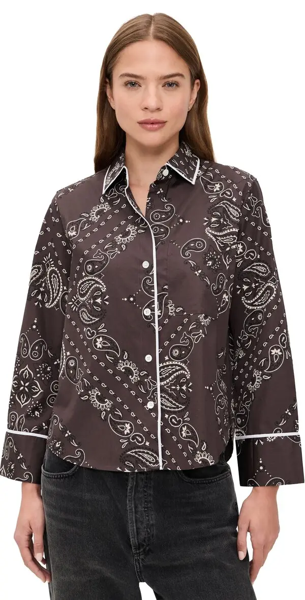 Madewell Pj Shirt In Poplin - Brown Bandana