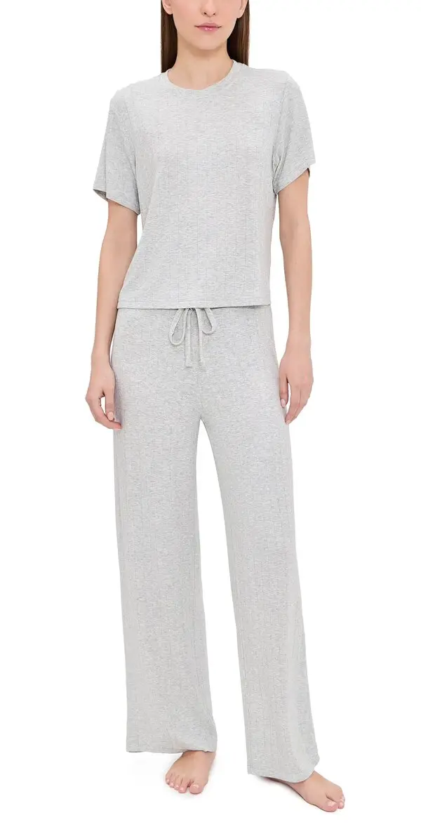 Honeydew Intimates Luxe Modal Tee And Pants Set - Heather Grey