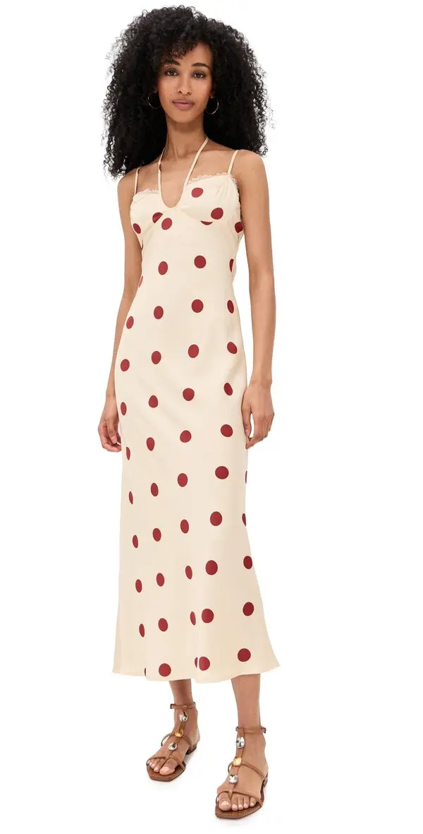 BAILEY ROSE Polka Dot Midi Dress - Cream